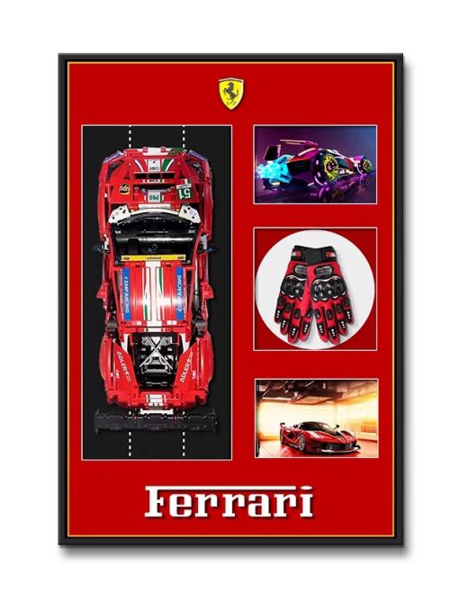 Ferrari 488 GTE Corse Lego Car Mounted on Luxury 3D Wall Poster