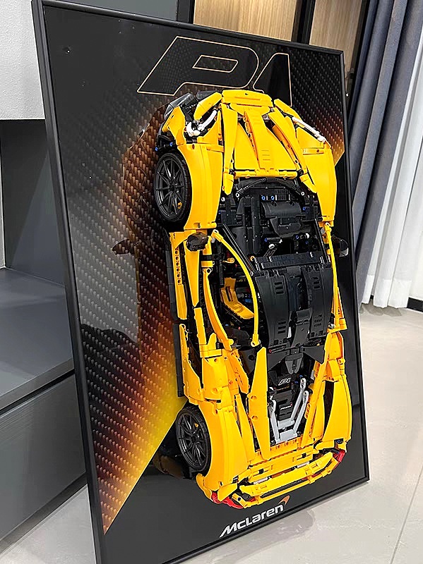 Mclaren P1 Yellow Car Lego Technic 42172 Mounted on Poster
