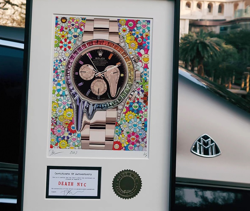 Melting Rolex Daytona Pop Art Framed Poster – Colourful Floral Artwork